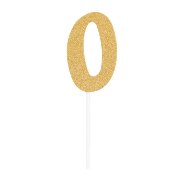 Gold Number 0 Cake Topper - Doolins