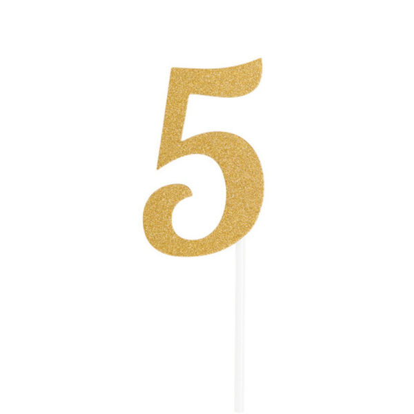 Gold Number 5 Cake Topper - Doolins