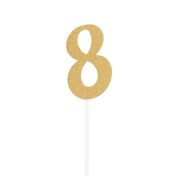 Gold Number 8 Cake Topper - Doolins
